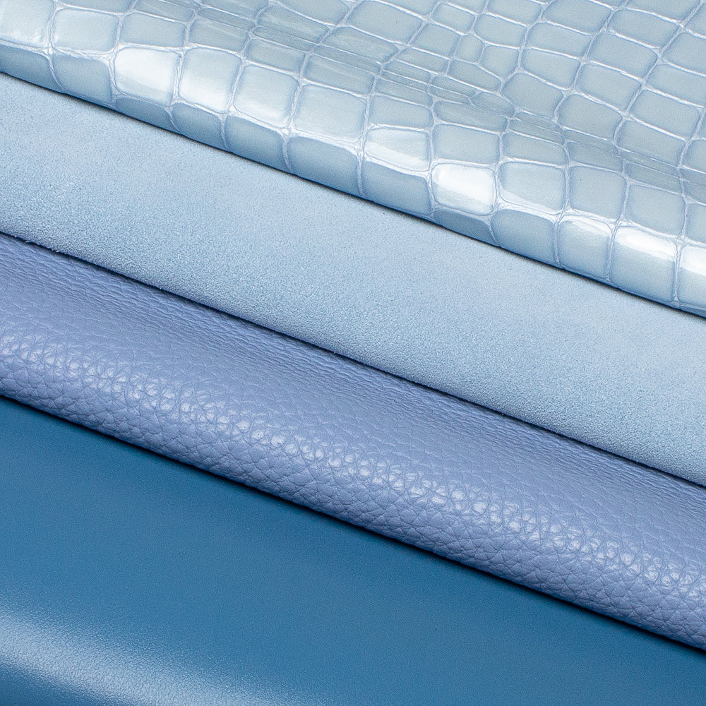 The Bespoke Room - Pale Blue & Light Blue Leather | Shop Leather Hides ...